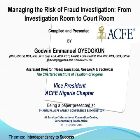 Managing the Risk of Fraud Investigation | PPT