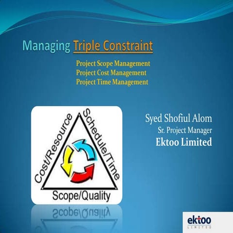 Triple Constraints of Projects: Scope, Cost & Schedule | PPTX