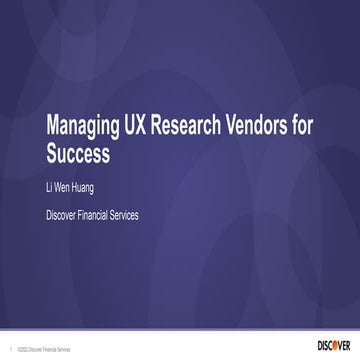 UXPA 2023: Managing UX Research Vendors for Success | PPT