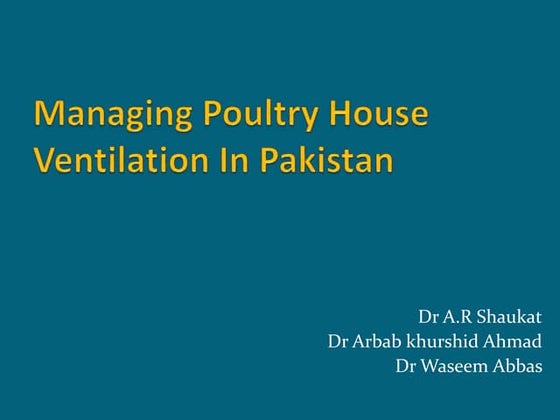 Ventilation System in Poultry Farming | PPT
