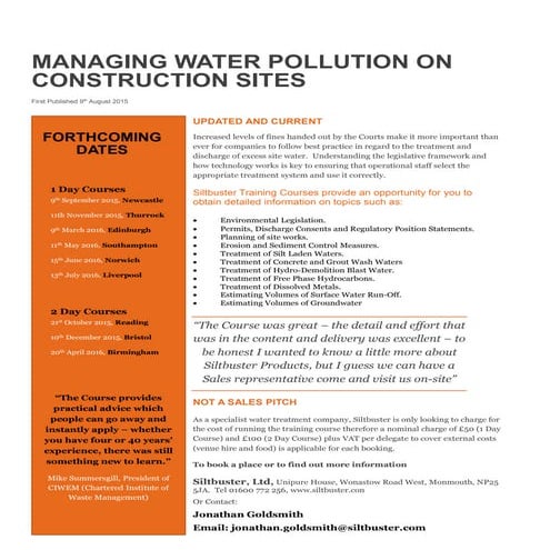Managing water pollution on construction sites 2 | PDF