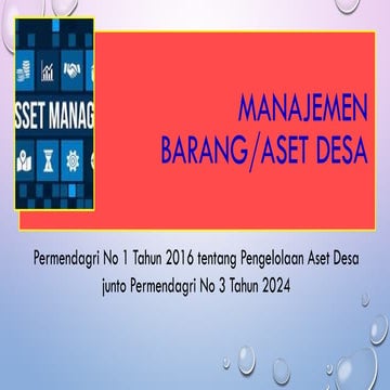 MANAJEMEN BARANG-ASET DESA BERDASARKAN PERMENDAGRI | PDF