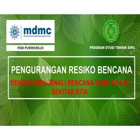 Pengurangan Resiko Bencana, denga mengenali bencana di sekitar kita | PPT