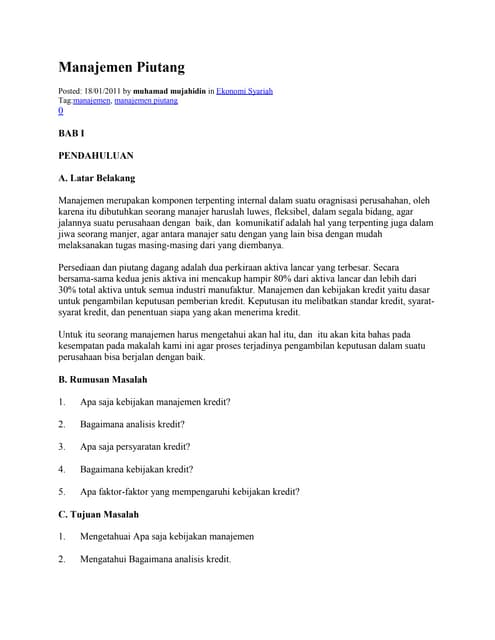 Ppt manajemen piutang (Account Receivable Management) | PPTX