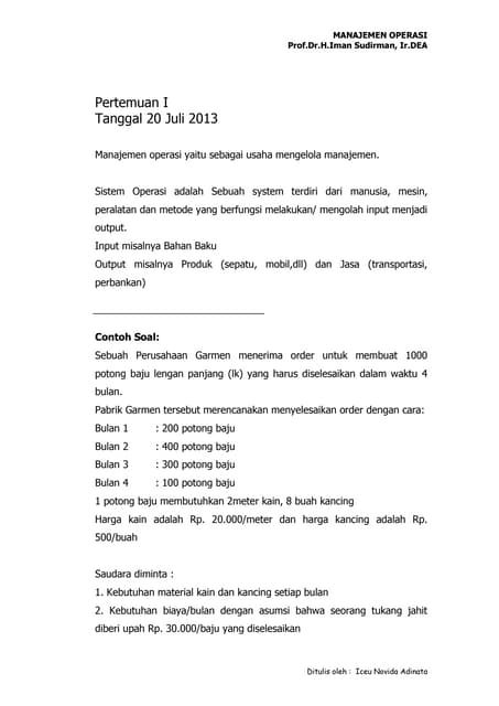 EKMA 4215 - Manajemen Operasi Modul 3 - Desain Proses dan Layout | PPT