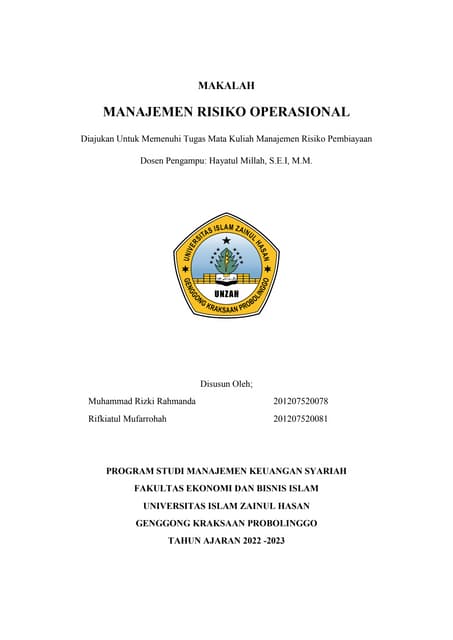 manajemen risiko operasional | PPT