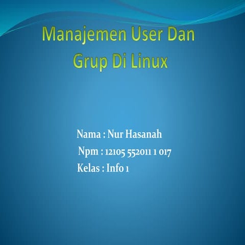 Manajemen user dan grup di linux | PPTX