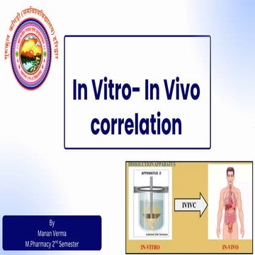 In Vitro In Vivo , Correlation - [IVIVC] | PPT