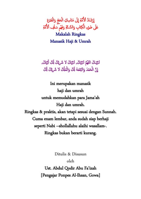 Manasik Umrah Lengkap Yang Di Buat Oleh Ustadz Abdullah, BA.pptx