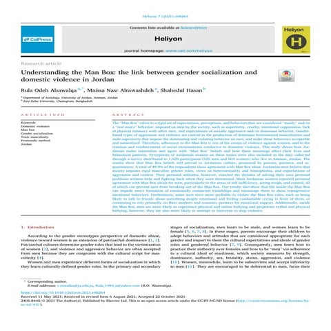 Understanding the Man Box: the link between gender socialization and ...