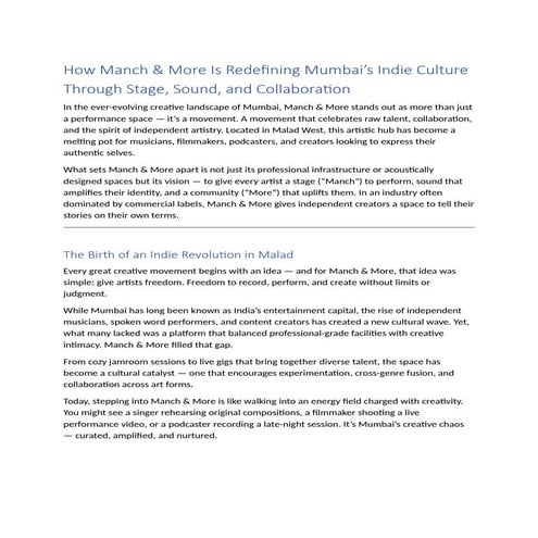 Manch & More - Best Live Music Venue and Jamroom in Malad | DOCX