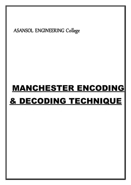 Manchester & Differential Manchester encoding scheme | PDF