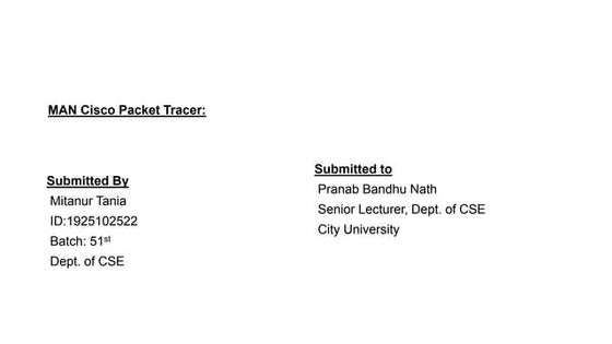 Metropolitan Area Network (MAN) Design with Cisco Packet Tracer | PDF