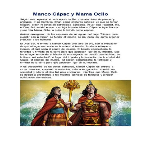 Leyenda De Manco Capac Y Mama Ocllo Youtube Leyenda De Manco Cápac Y