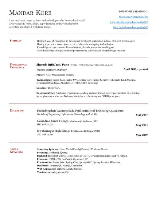 shubhankar's resume | PDF