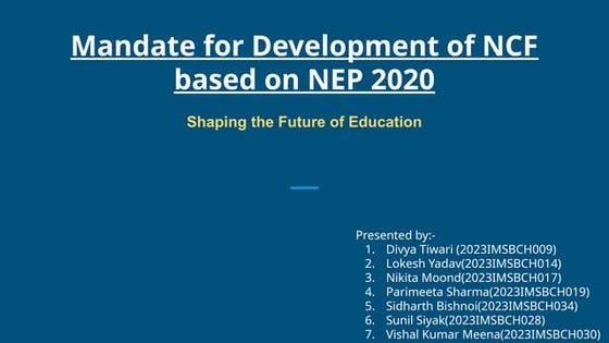 NCF 2023: National Curriculum Framework 2023 | PPTX