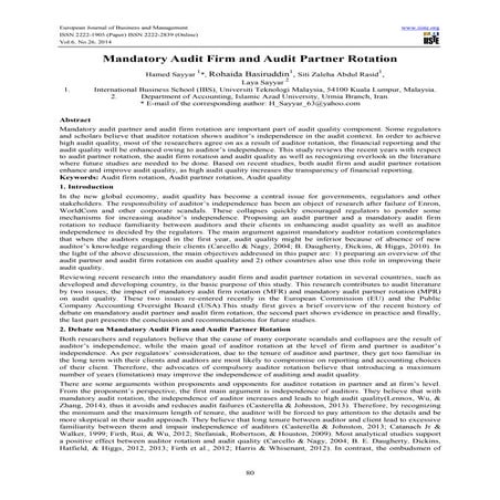 Mandatory audit firm and audit partner rotation | PDF