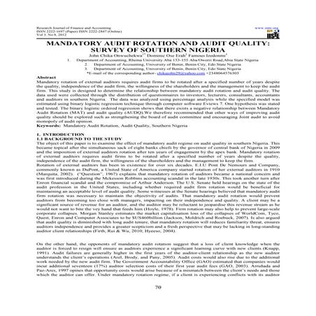 Mandatory audit rotation and audit quality | PDF