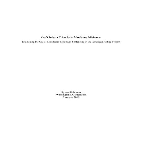 Mandatory Minimum Sentencing Policy Review | PDF