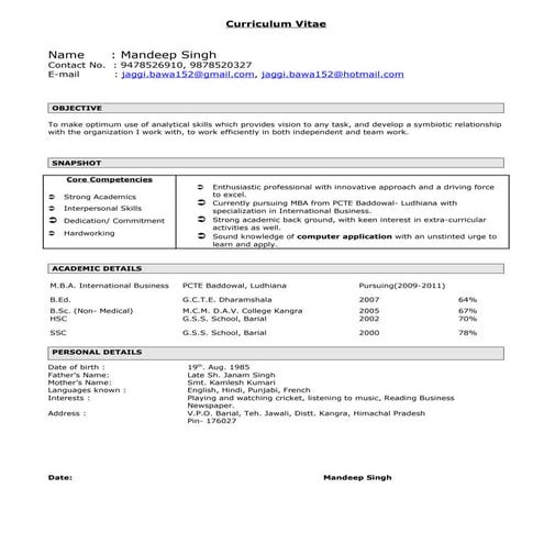 Mandeep Resume Doc
