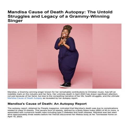 Mandisa Cause of Death Autopsy_ The Untold Struggles and Legacy of a ...