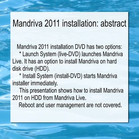 Mandriva 2011: installation from Mandriva Live | PPT