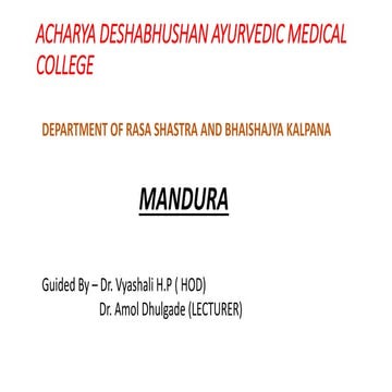 Mandura.pptx rasa shastra mandura dravya | PPTX