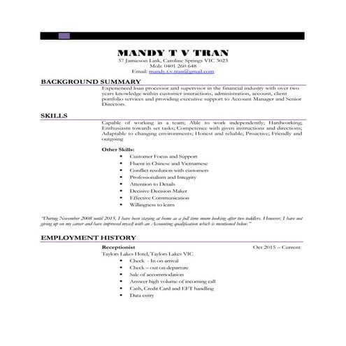 Sandra MYERS - Resume 00 | PDF
