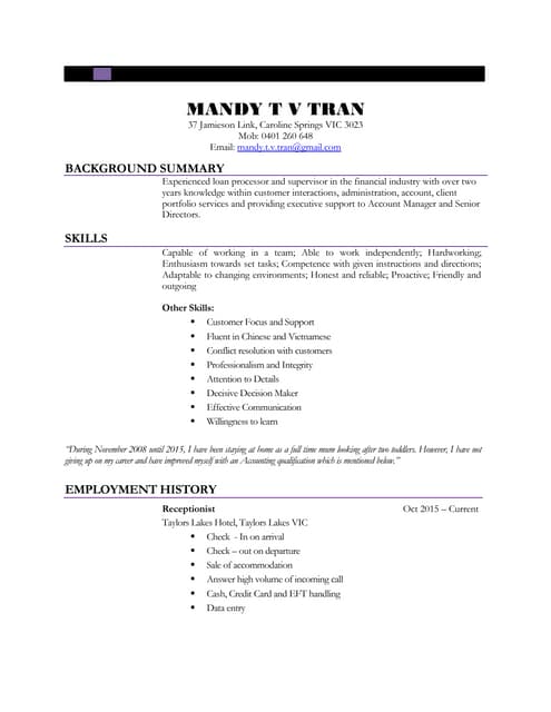 CV - Mope | DOCX | Business Banking & Finance | Business