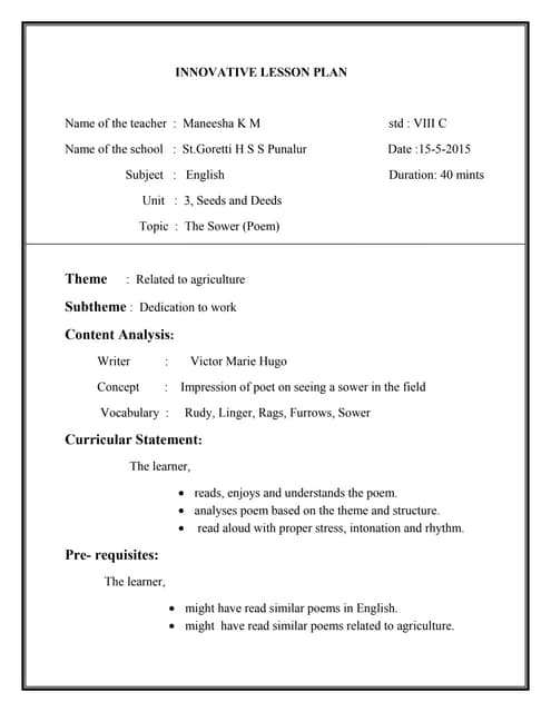 Innovative lesson plan | DOCX