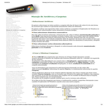 Manejo de archivos y carpetas windows xp | PDF | Computing | Technology & Computing