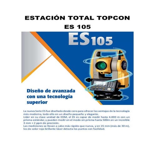 Manejo de Estacion total Topcon ES105 | DOCX