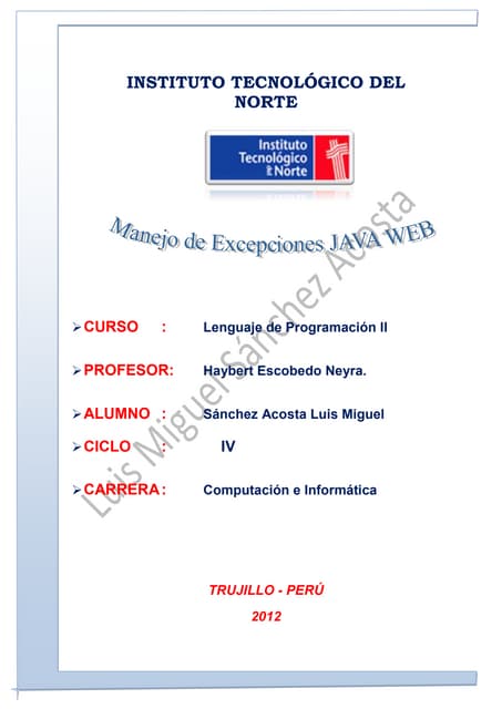 Manejo De Excepciones En Java Web Pdf