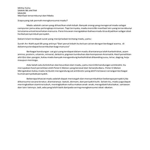 Manfaat tersembunyi dari madu | PDF