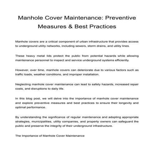 Manhole Cover Maintenance_ Preventive Measures & Best Practices.pdf
