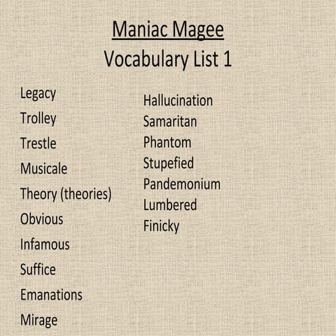 Maniac Magee List 1 | PPT