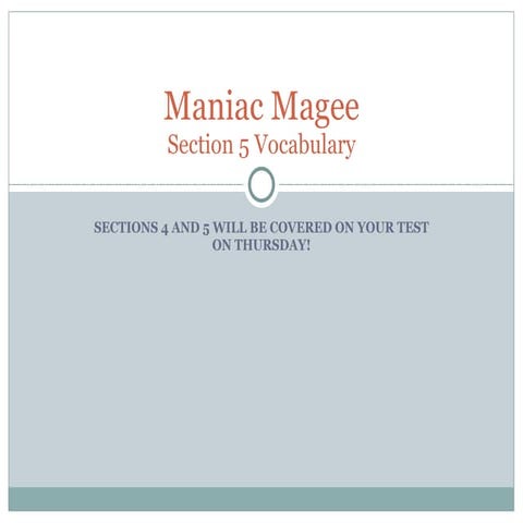 Maniac Magee Vocab 4 And 5 | PPT