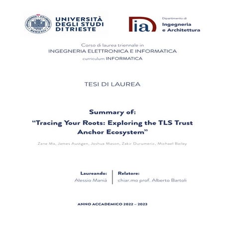Summary of: “Tracing Your Roots: Exploring the TLS Trust Anchor ...