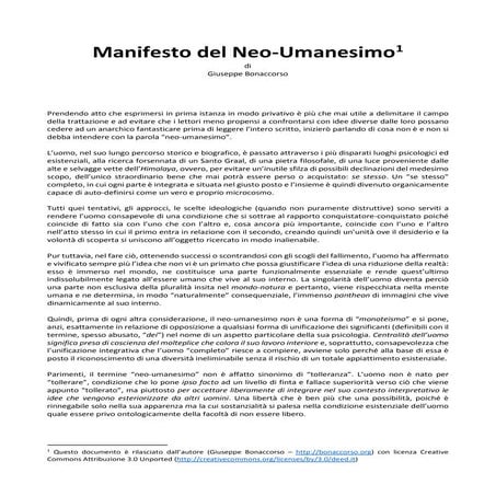 Manifesto del neo umanesimo | PDF