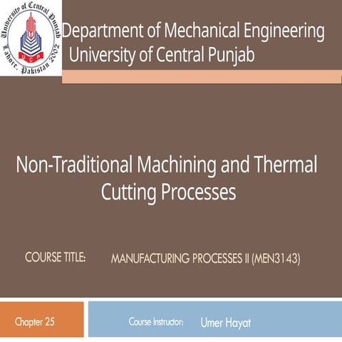 Comprehensive Overview of Non-Traditional Machining and Thermal Cutting ...