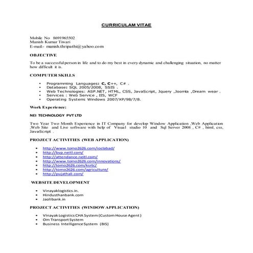 Manish resume | DOCX