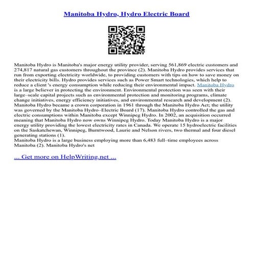 Manitoba Hydro, Hydro Electric Board | PDF