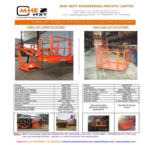 MHE NEXT Man Cage , Man lift forklift platform | PDF