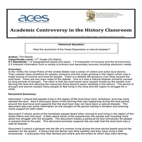 Man made dust bowl? SAC by Tim Roarty | PDF | Educational Assessment ...