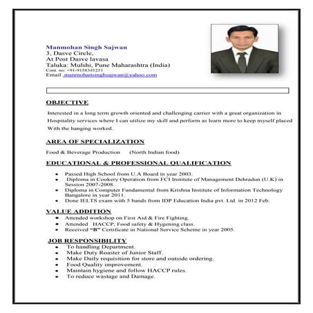 Manmohan new cv for | DOCX