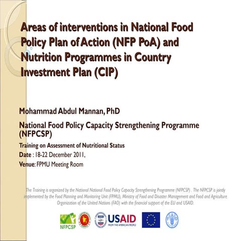 Mannan 2b areas of interventions in nfp po a and nutrition programmes ...