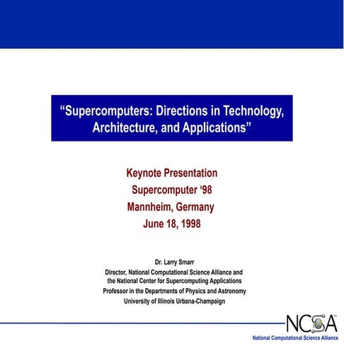 Supercomputers: Directions in Technology, Architecture, and Applications | PPT | Computer ...