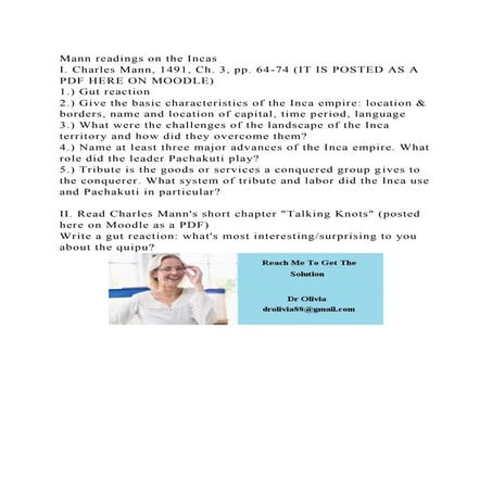 Mann readings on the Incas I. Charles Mann, 1491, Ch. 3, pp. 64-74.docx