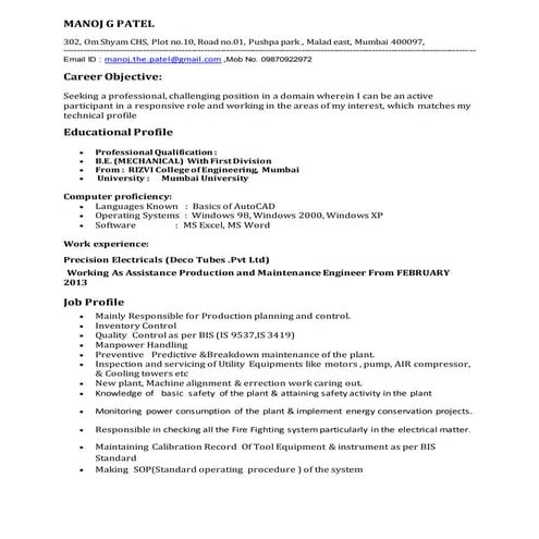 MECHANICAL ENGINEER | DOCX