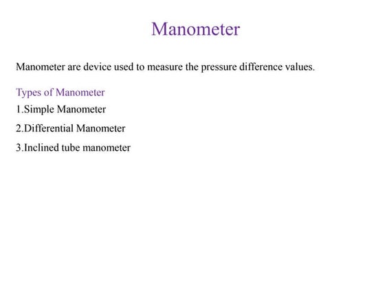 Types of manometers | PPTX | Physics | Science